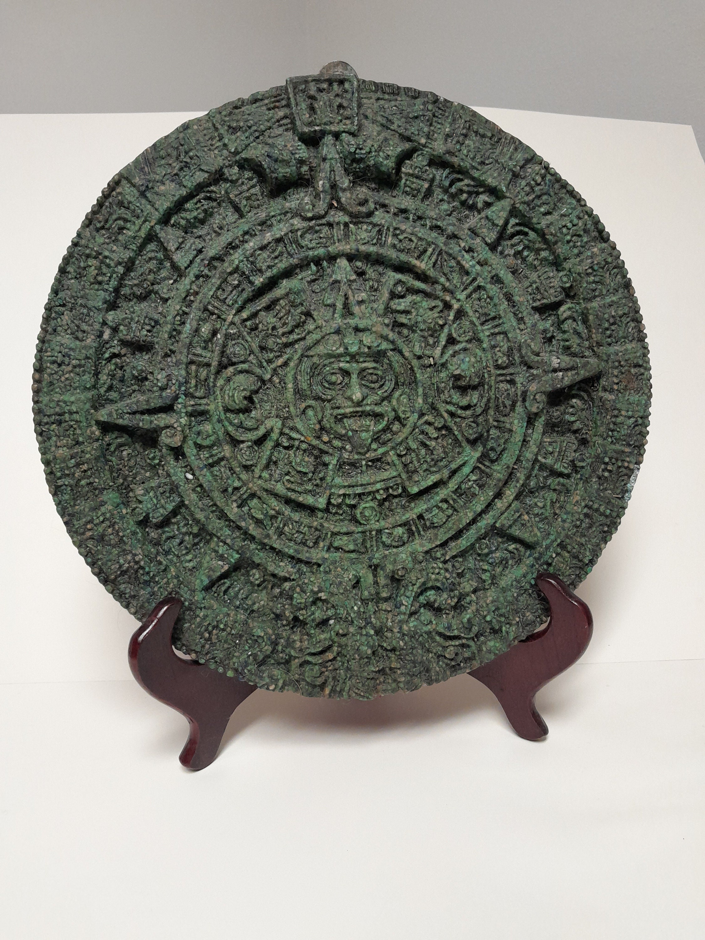 Vintage Malachite Chip Sunstone Aztec Calendar - Etsy