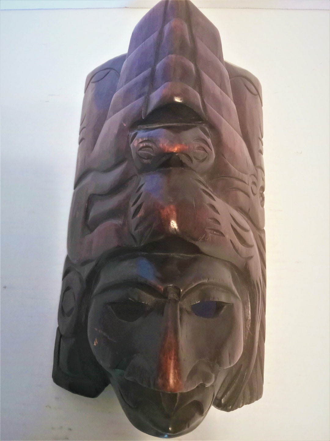 Vintage Hand Carved Native Mayan Tecun Uman Wooden Mask From Guatemala ...