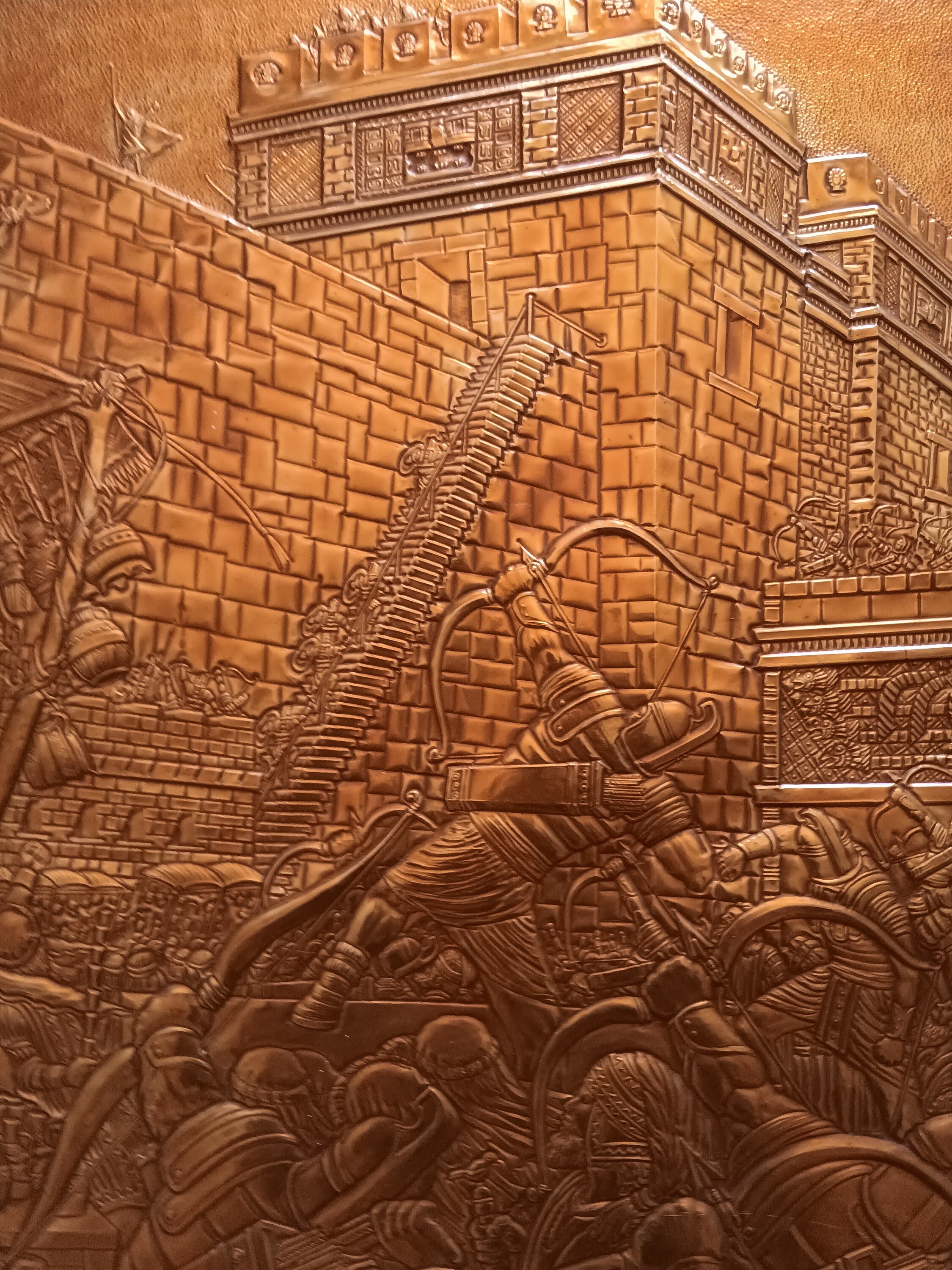 Beautiful Vintage Signed Copper Relief Panel of Ancient Warriors ...