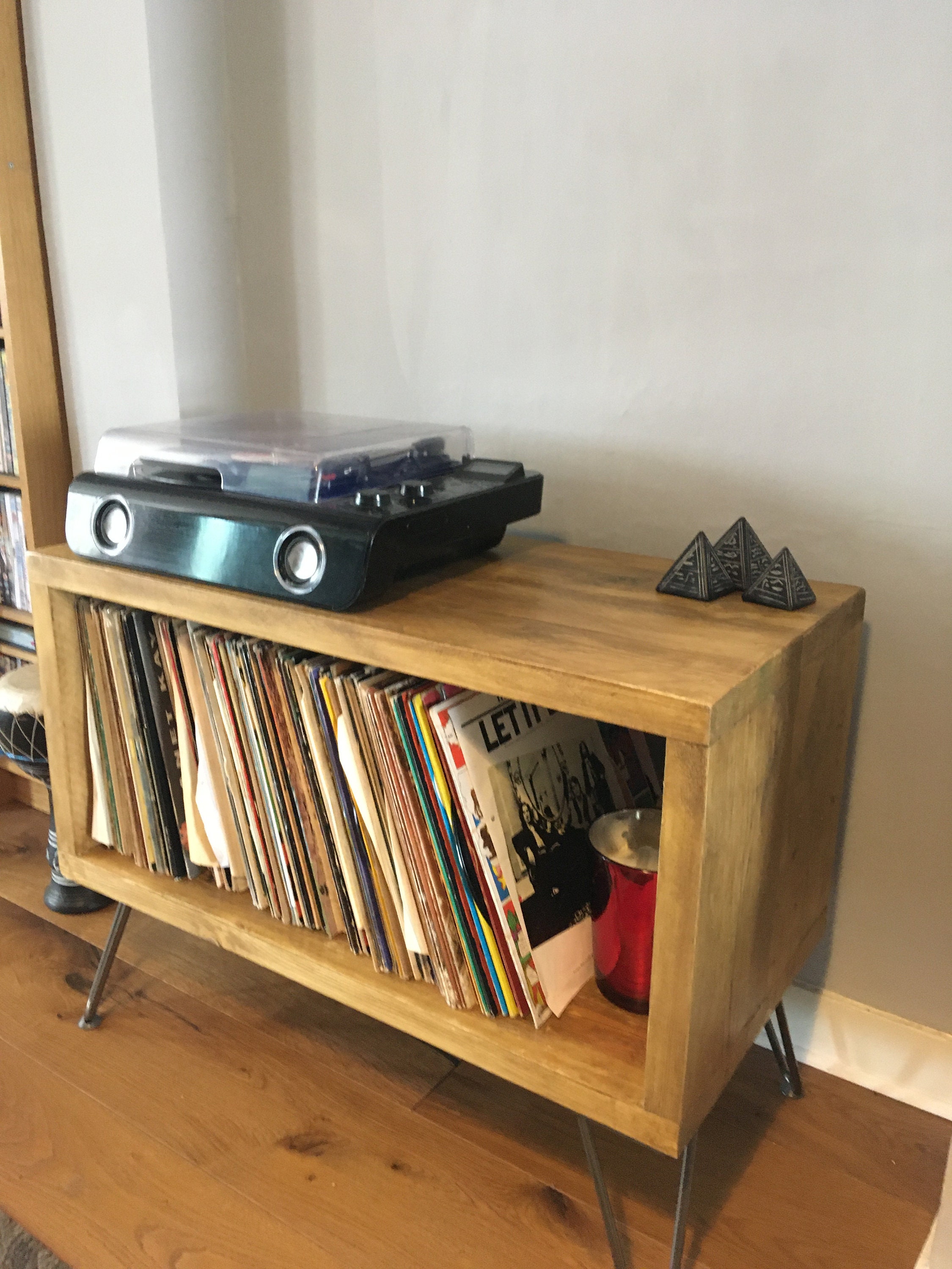 Vinyl Album Record Wooden Storage Rustic Reclaimed Solid Wood Handmade ...