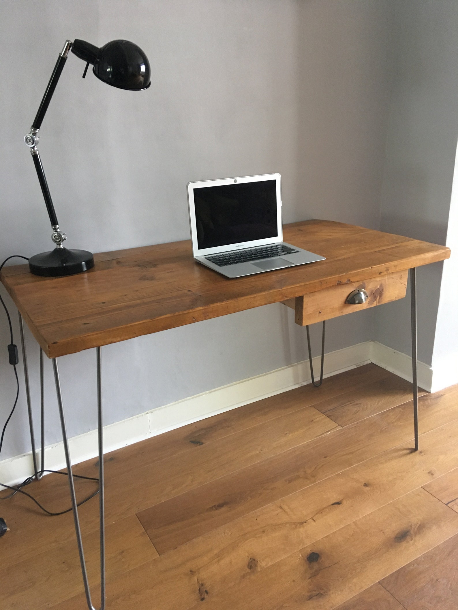 Rustic Desk Table Handmade Reclaimed Solid Wood Hairpin Legs - Etsy UK