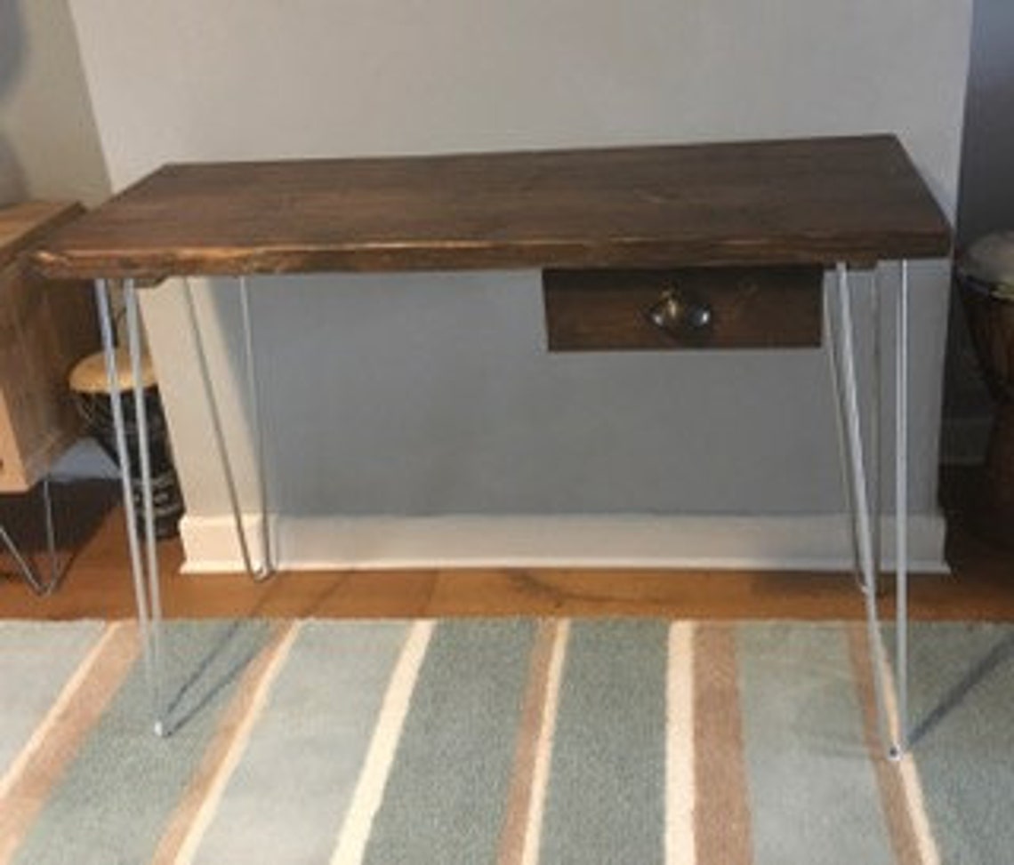 Rustic Desk Table Handmade Reclaimed Solid Wood Hairpin Legs - Etsy UK