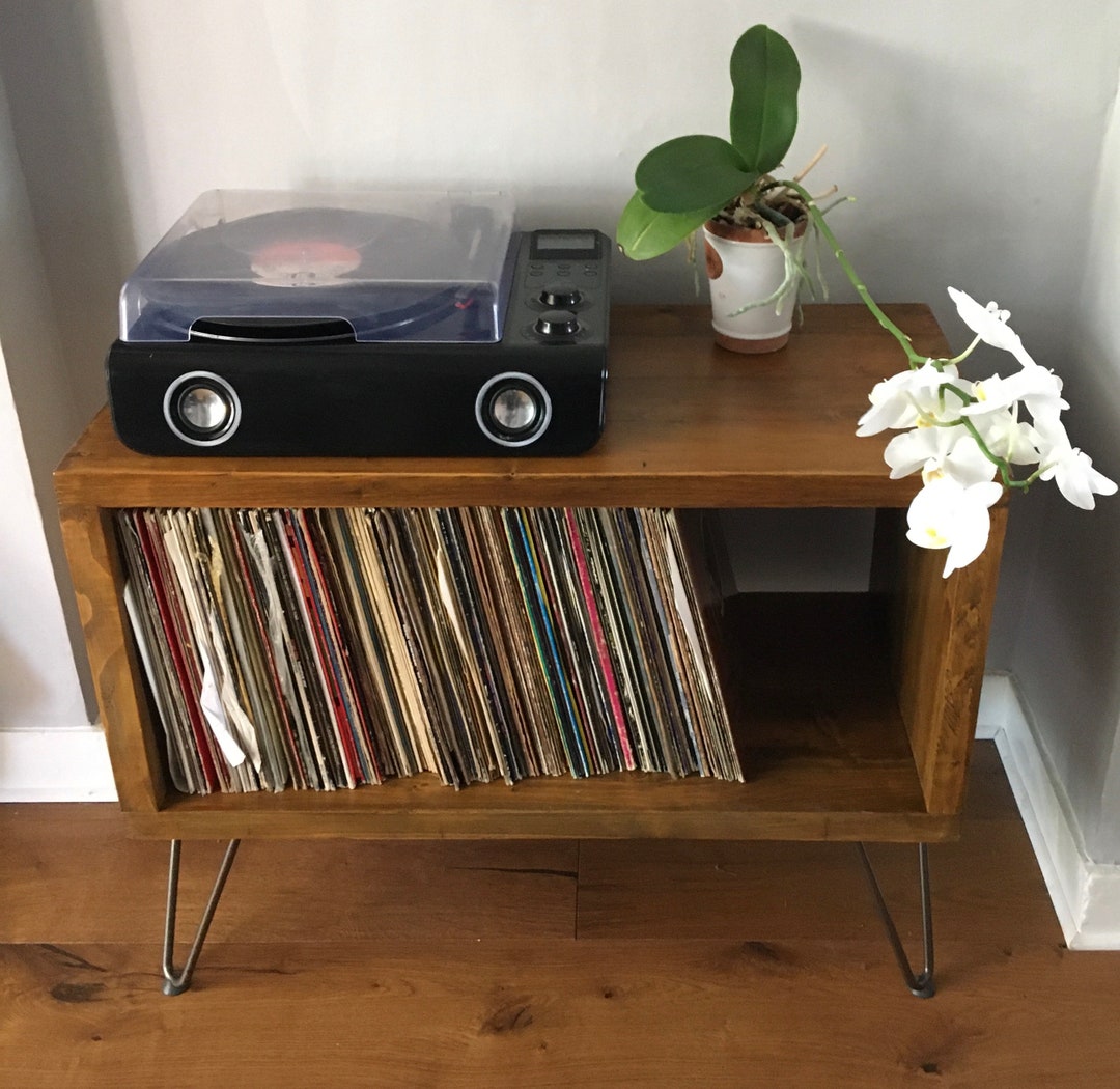 Vinyl Album Record Wooden Storage Rustic Reclaimed Solid Wood Handmade ...
