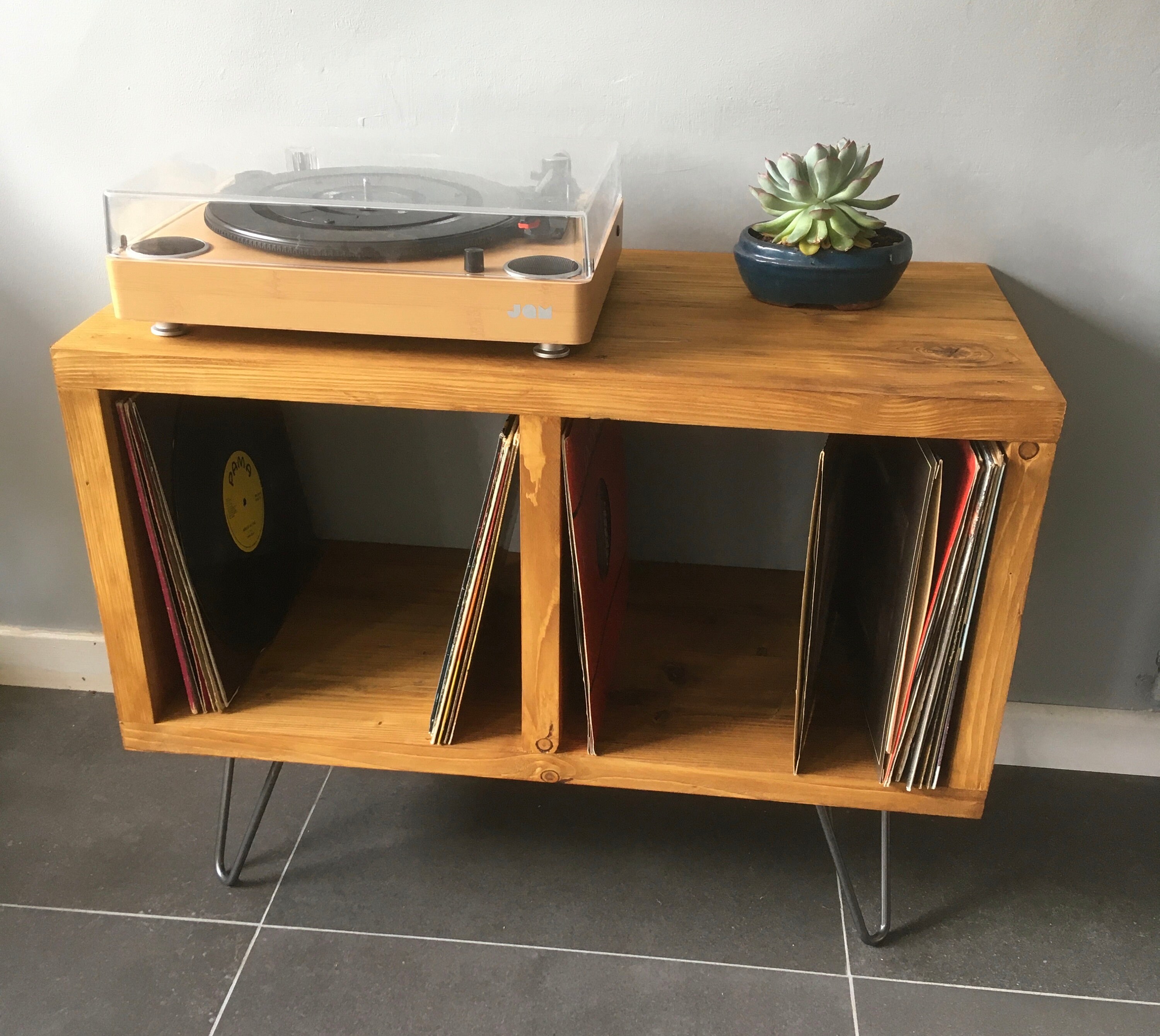 Vinyl Album Record Wooden Storage Rustic Reclaimed Solid Wood Handmade ...