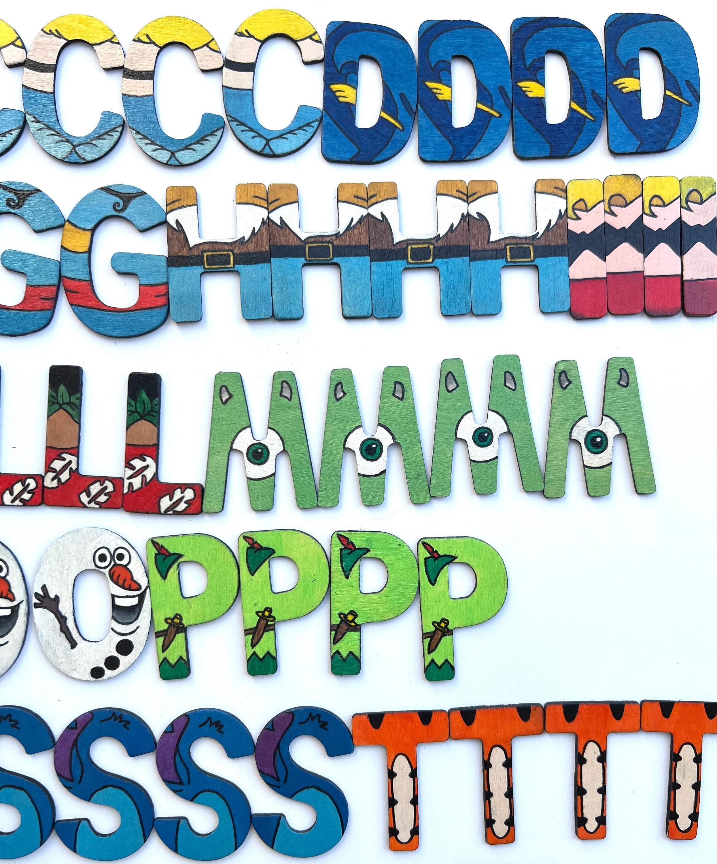 Hand Painted Disney Alphabet Wood Letters With Mickey Container - Etsy
