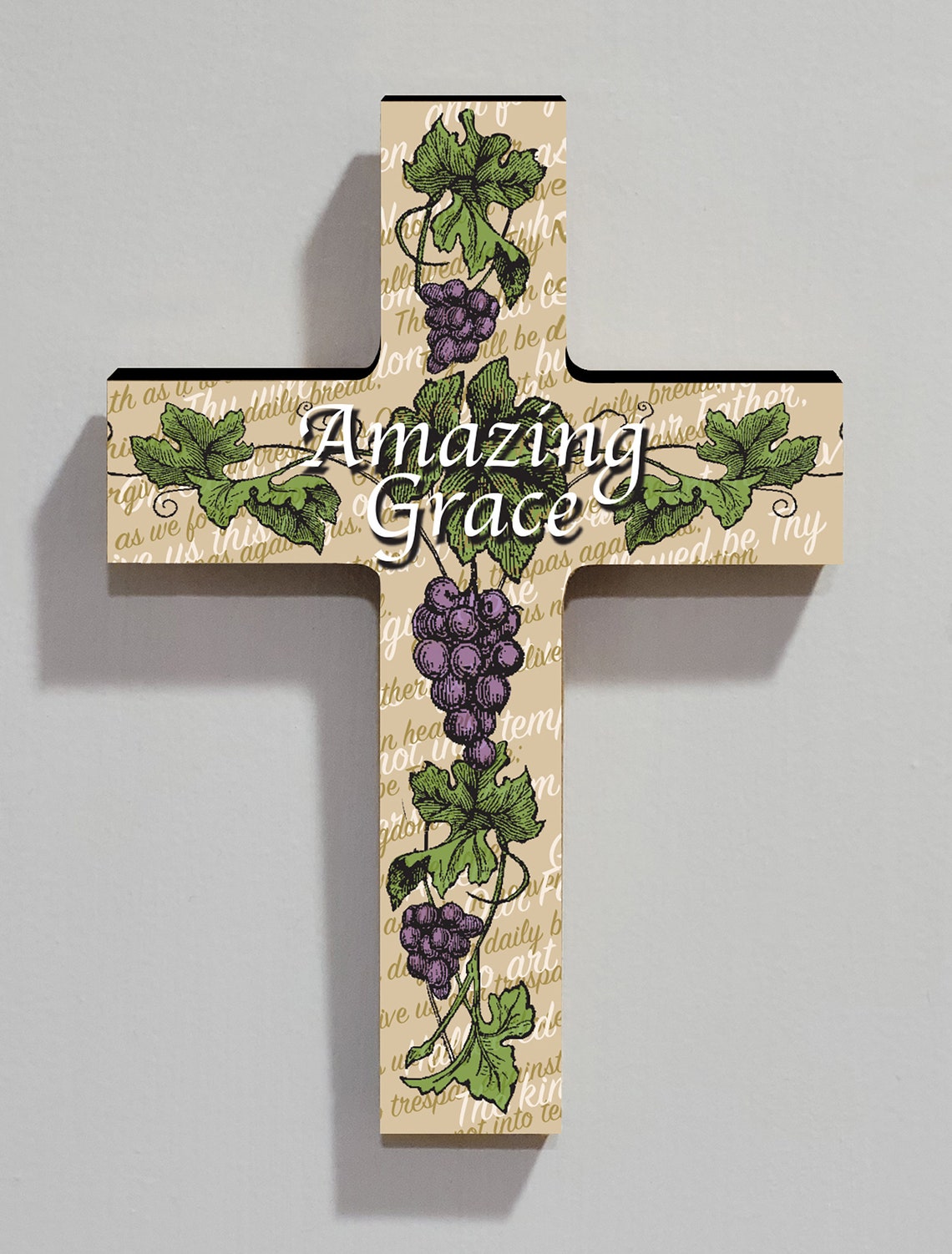 Amazing Grace Grape Vine Hanging Wooden Cross - Etsy
