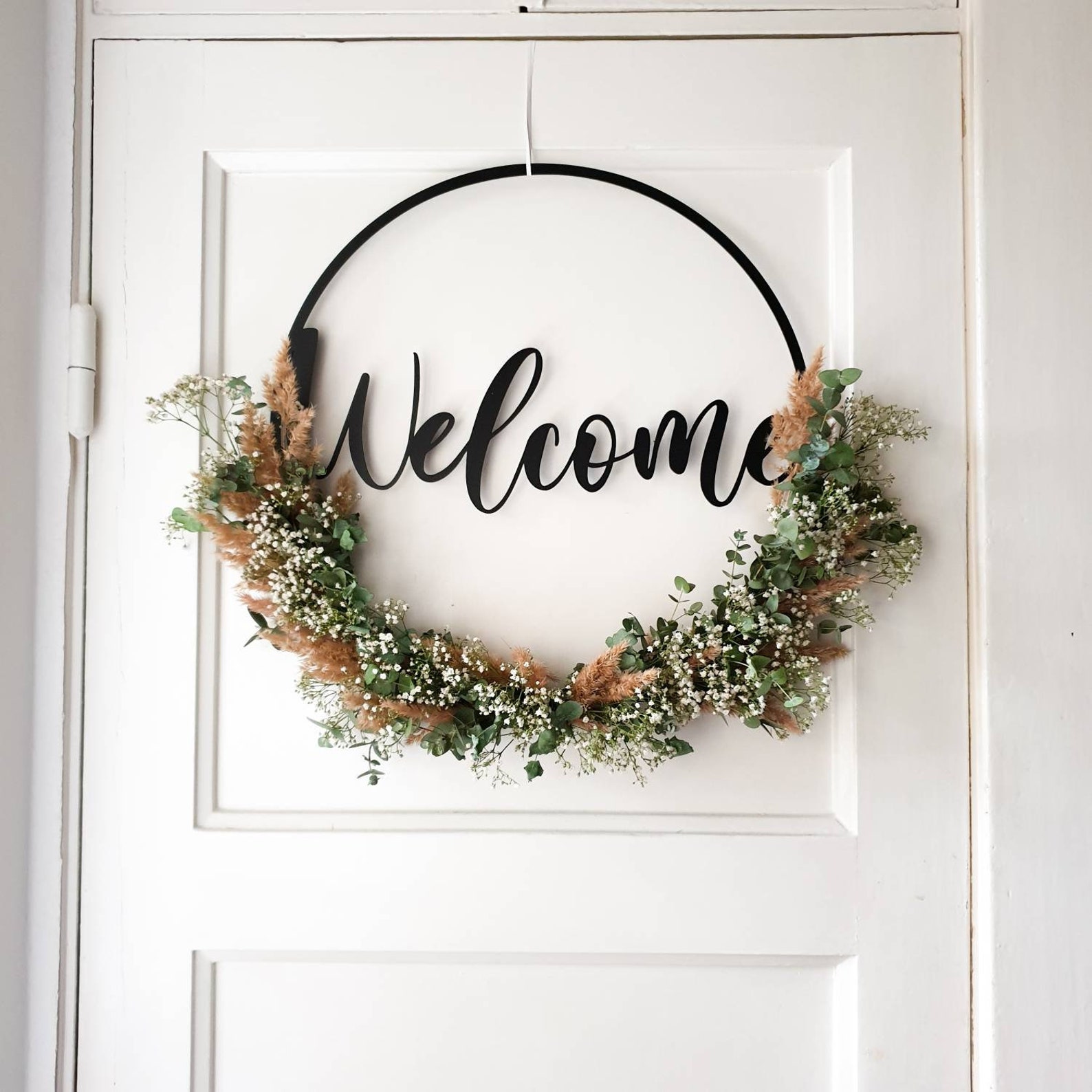 Welcome Metal Ring Door Wreath Decorating | Etsy
