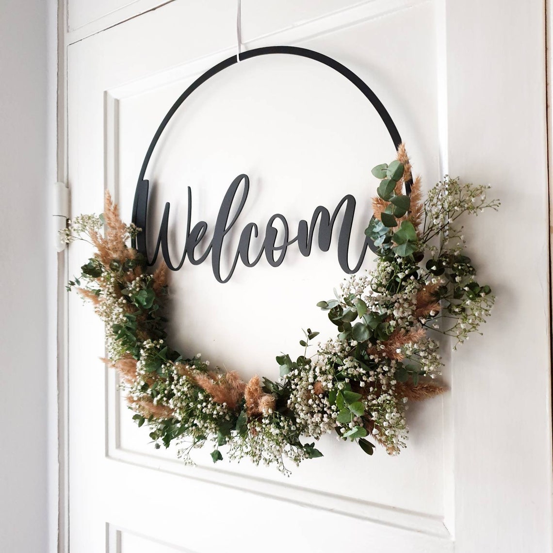 Welcome Metal Ring Door Wreath Decorating | Etsy