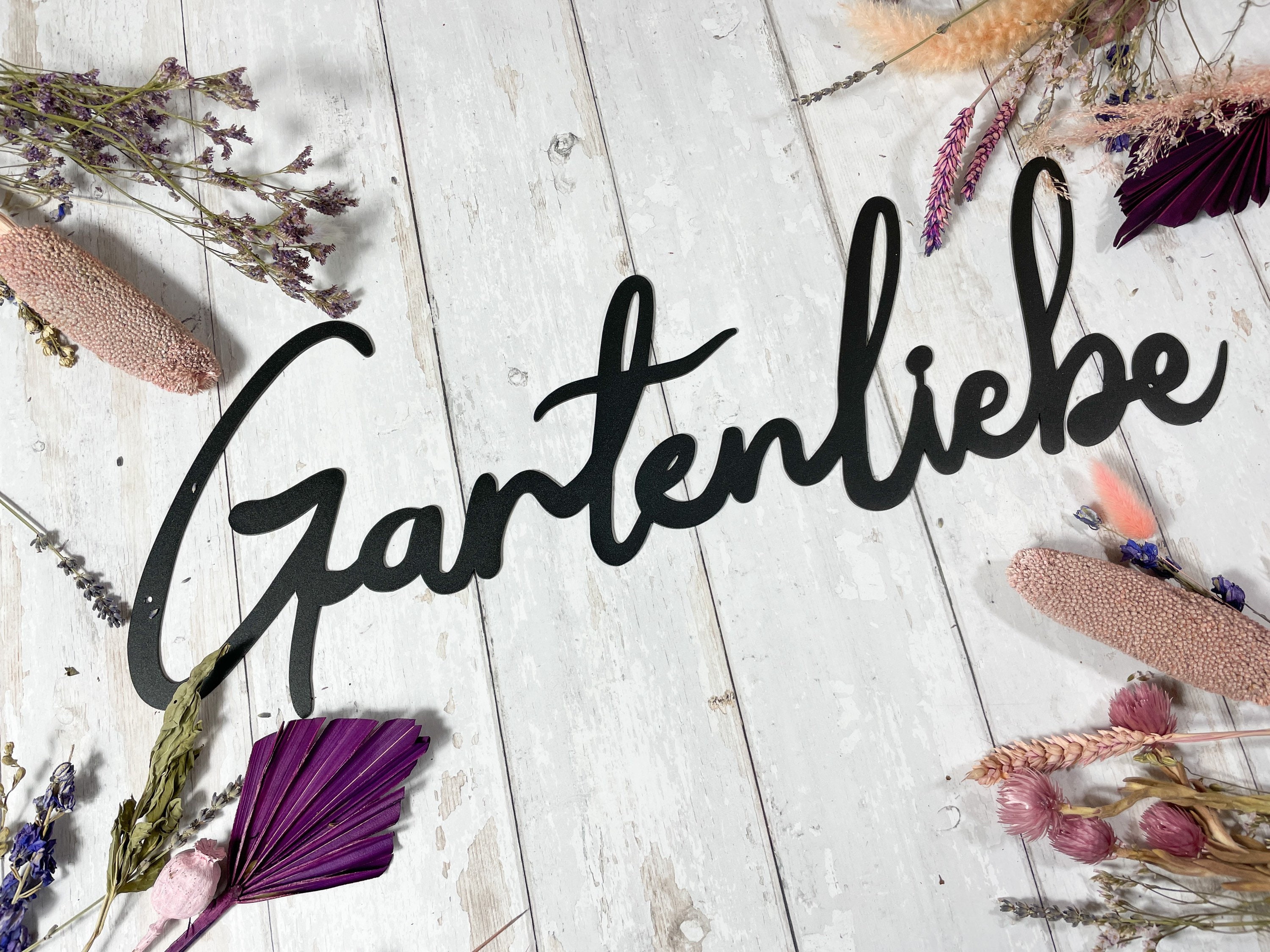 Gartenliebe Schriftzug aus Metall Wanddeko schwarz | Etsy