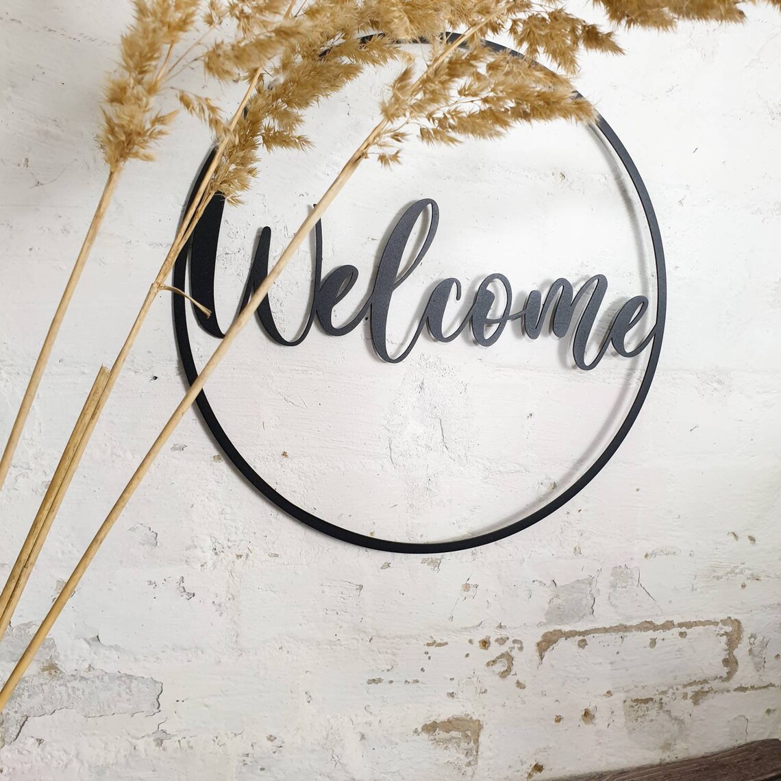 Welcome Metal Ring Door Wreath Decorating | Etsy