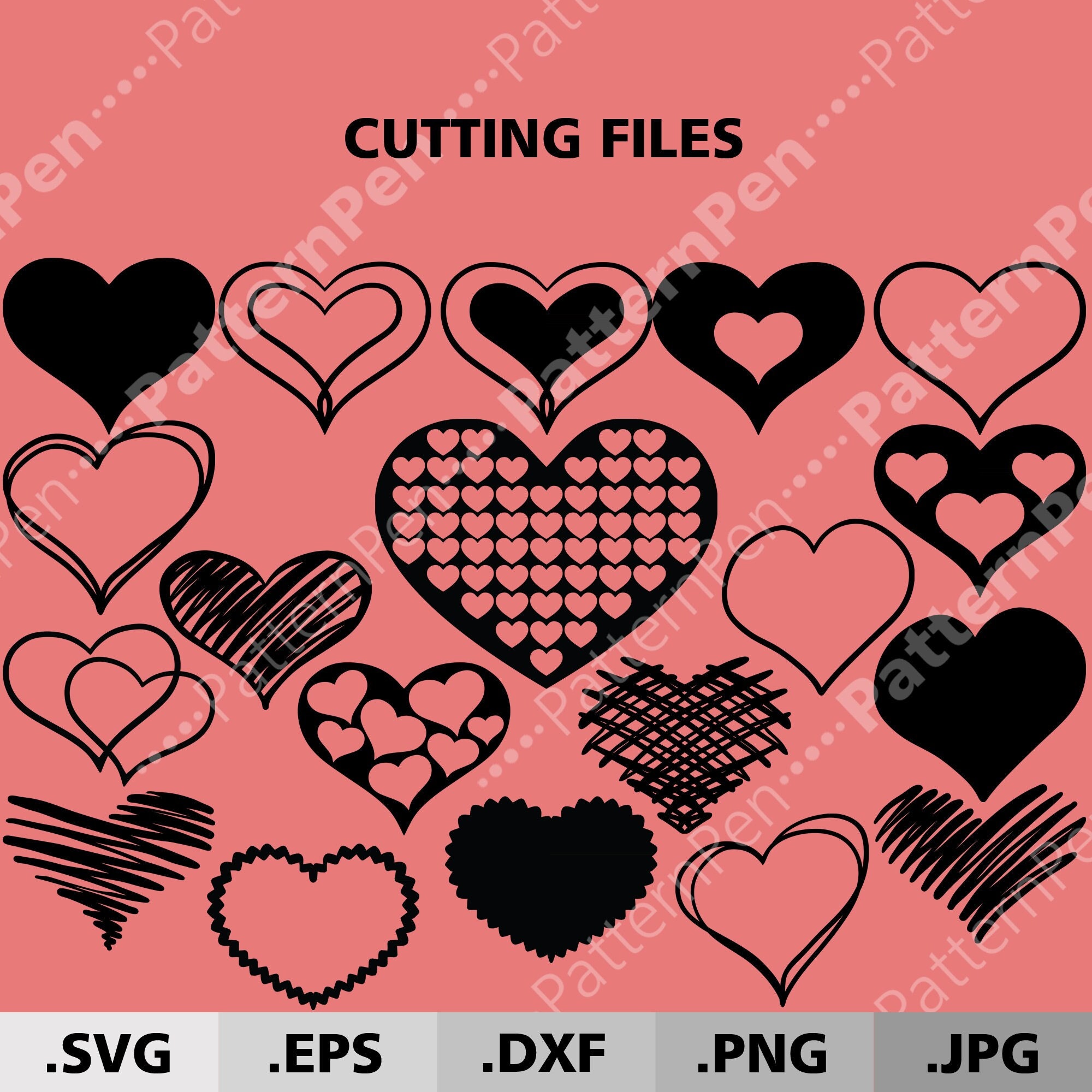 Heart SVG Bundle. Valentine's Day Hearts Bundle SVG Hand | Etsy