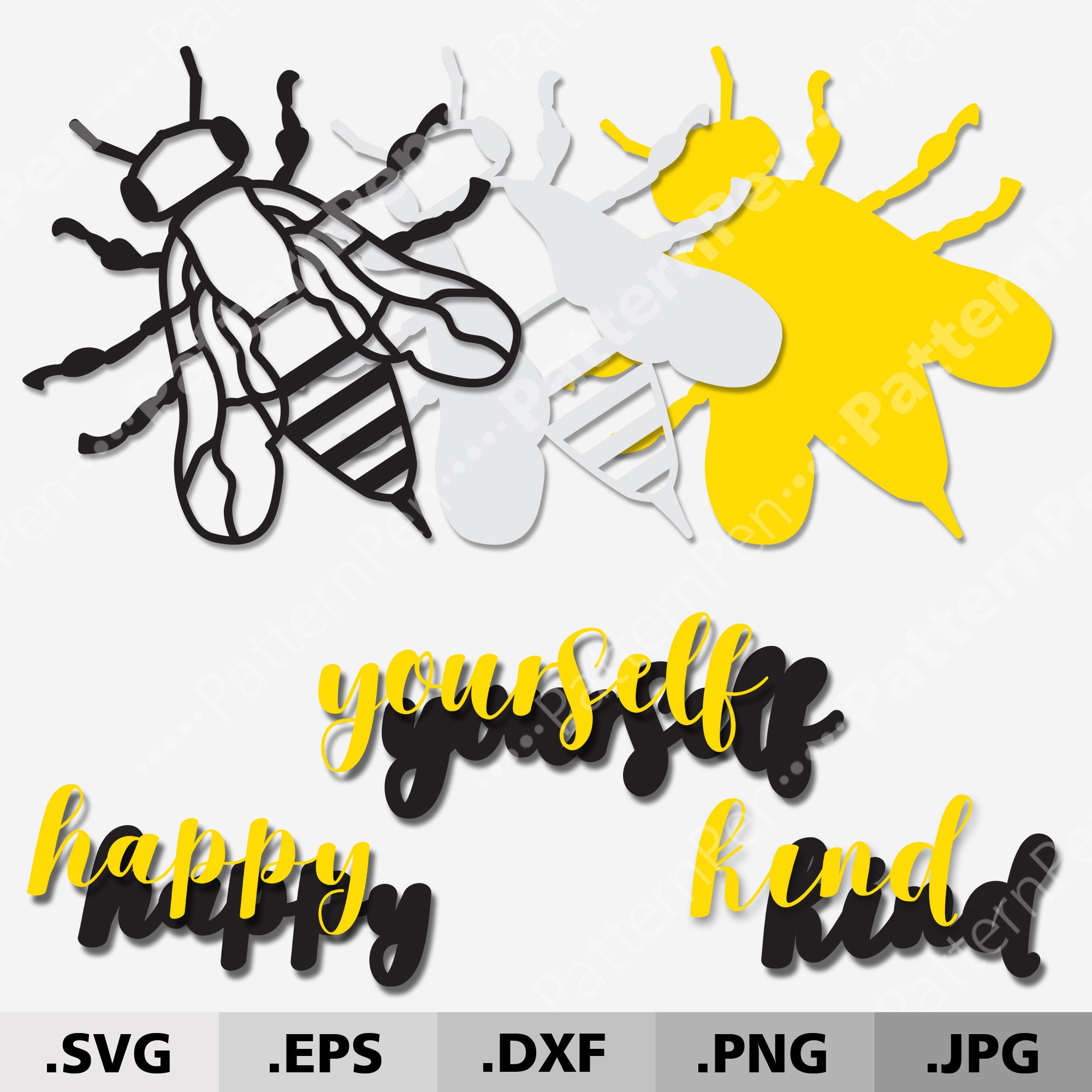 3D Layered Bee SVG Files for Cricut Silhouette. 3D Honey Bee - Etsy