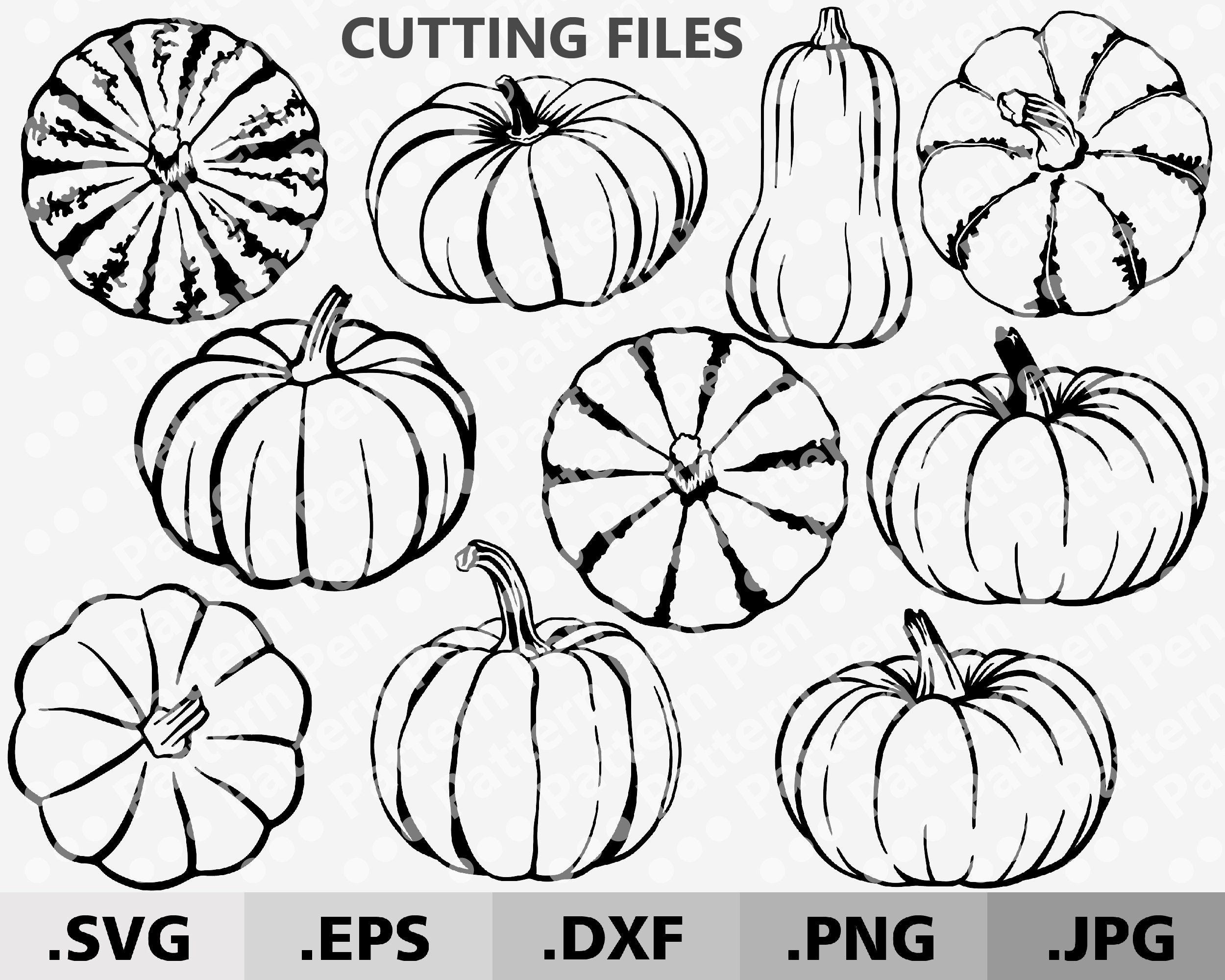 Pumpkin SVG Outline Bundle. Fall Clip Art. Halloween Svg. - Etsy