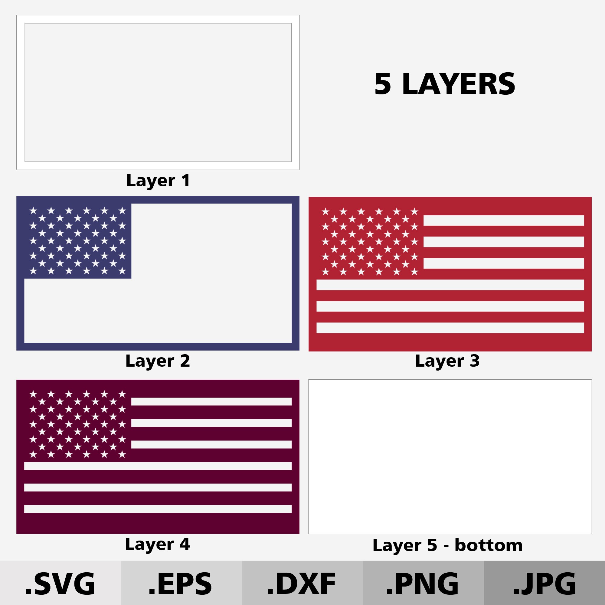 3D Layered American Flag SVG Files for Cricut. 4th of July - Etsy
