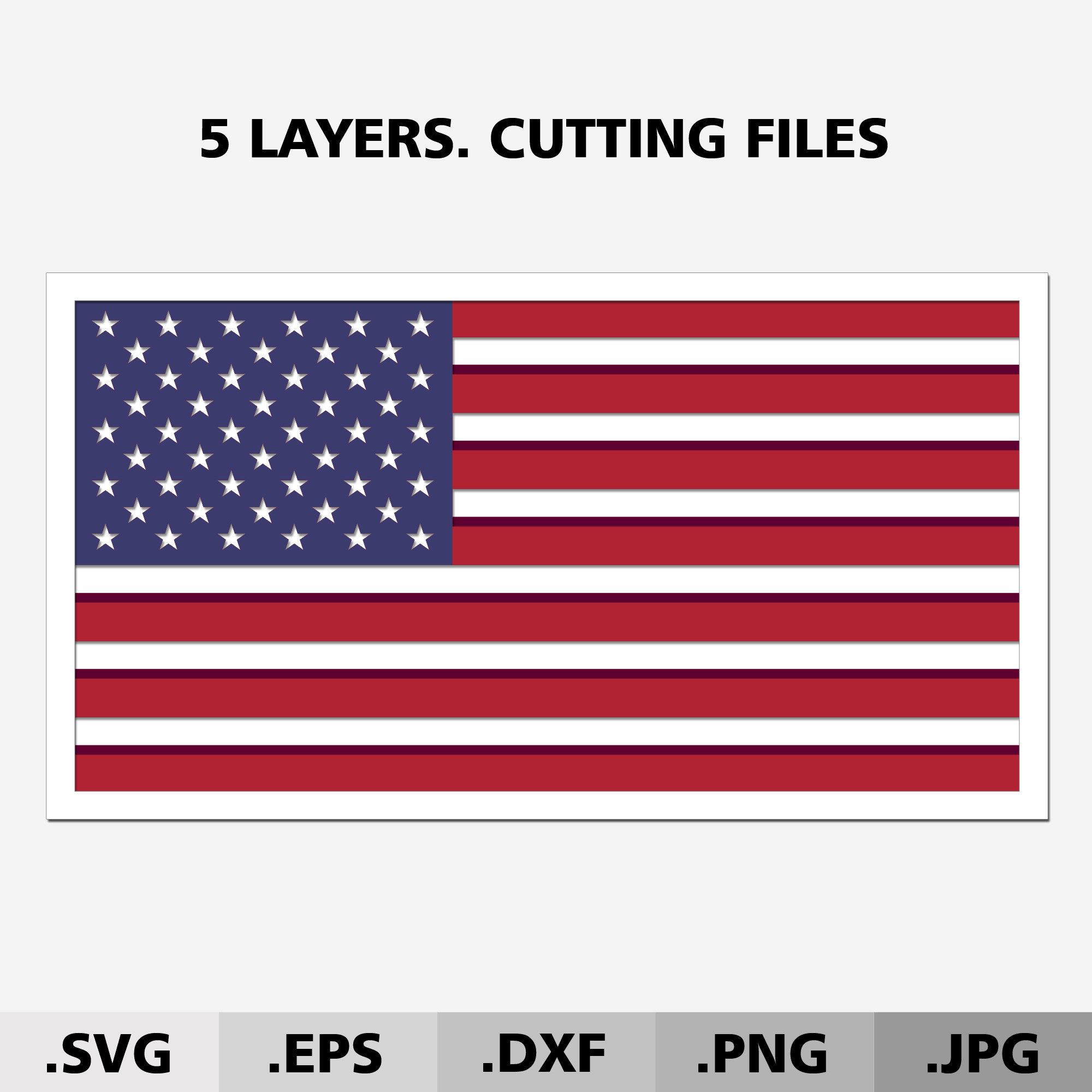 3D Layered American Flag SVG Files for Cricut. 4th of July Svg. Digital ...