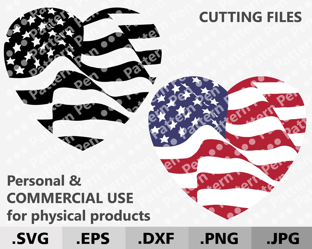 American Heart Flag SVG for Fourth of July. USA Heart Flag, Patriotic ...
