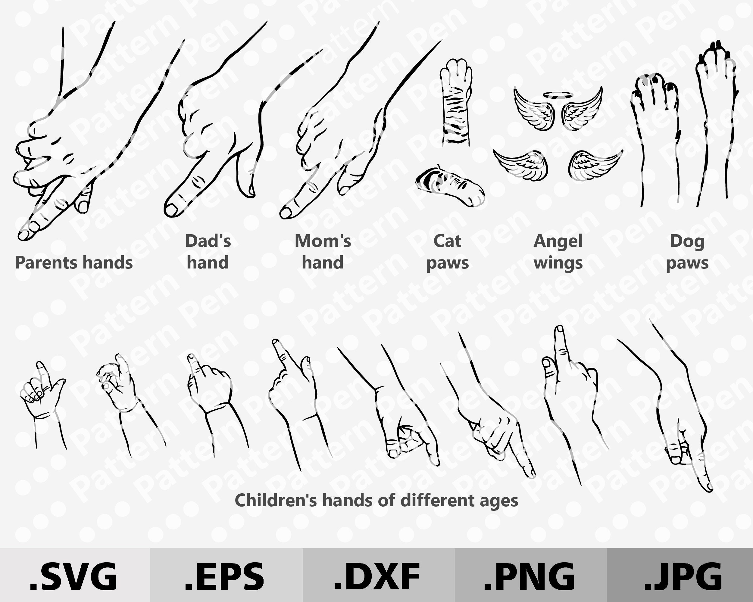 Mother's Day Bundle. Family Hands Bundle Clipart SVG. Parents, Mom, Dad ...