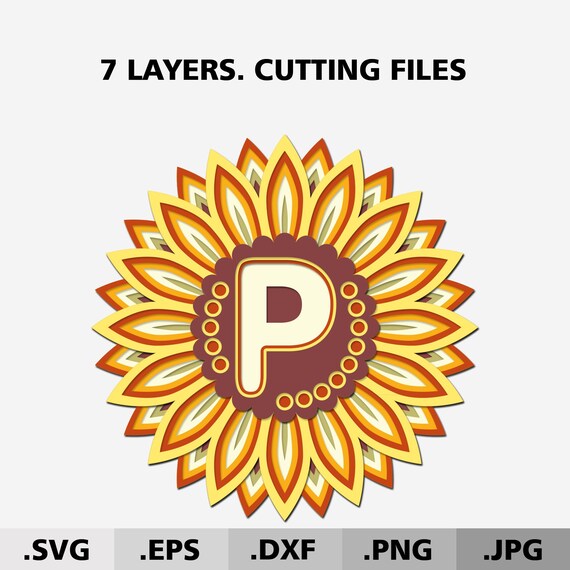 Layered Letter P Sunflower Monogram Svg. DXF Alphabet Letter - Etsy