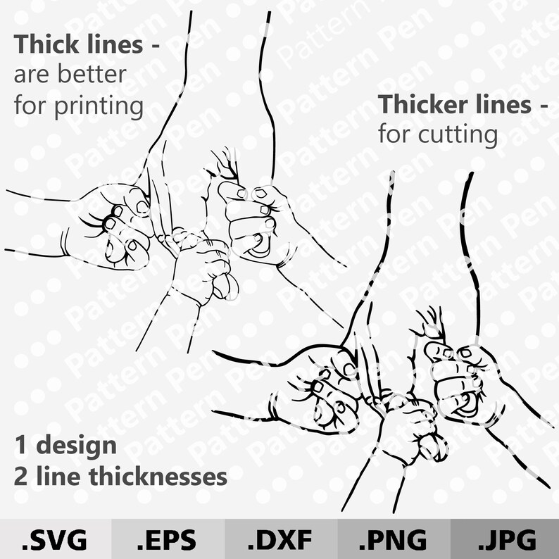 Fathers and 3 Childs Hands SVG. Digital Download Files for - Etsy
