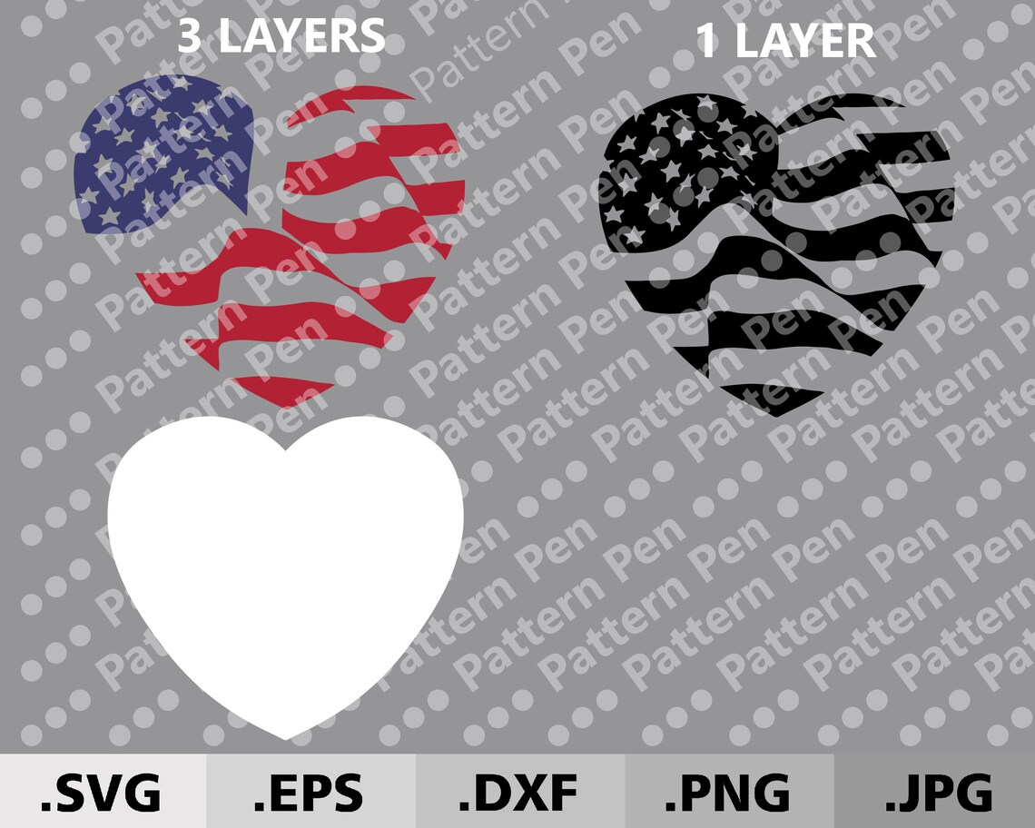 American Heart Flag SVG for Fourth of July. USA Heart Flag - Etsy