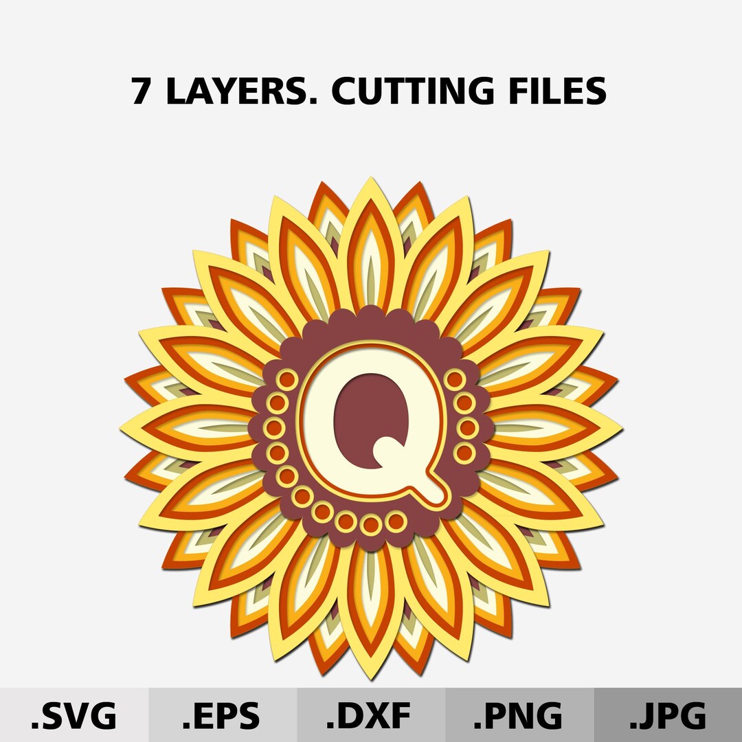 Layered Letter Q SVG Files for Cricut. 3d Mandala Svg. Multilayer ...