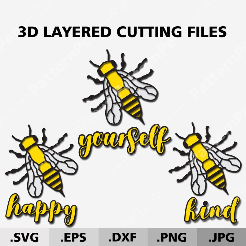 3D Layered Bee SVG Files for Cricut Silhouette. 3D Honey Bee | Etsy