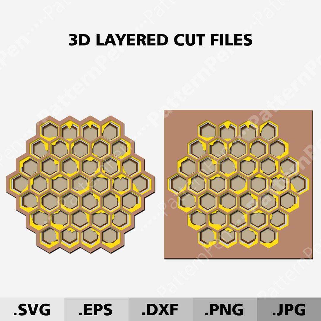 3D-lagenige Waben-SVG-Dateien für Cricut Silhouette. 3D Mandala SVG ...