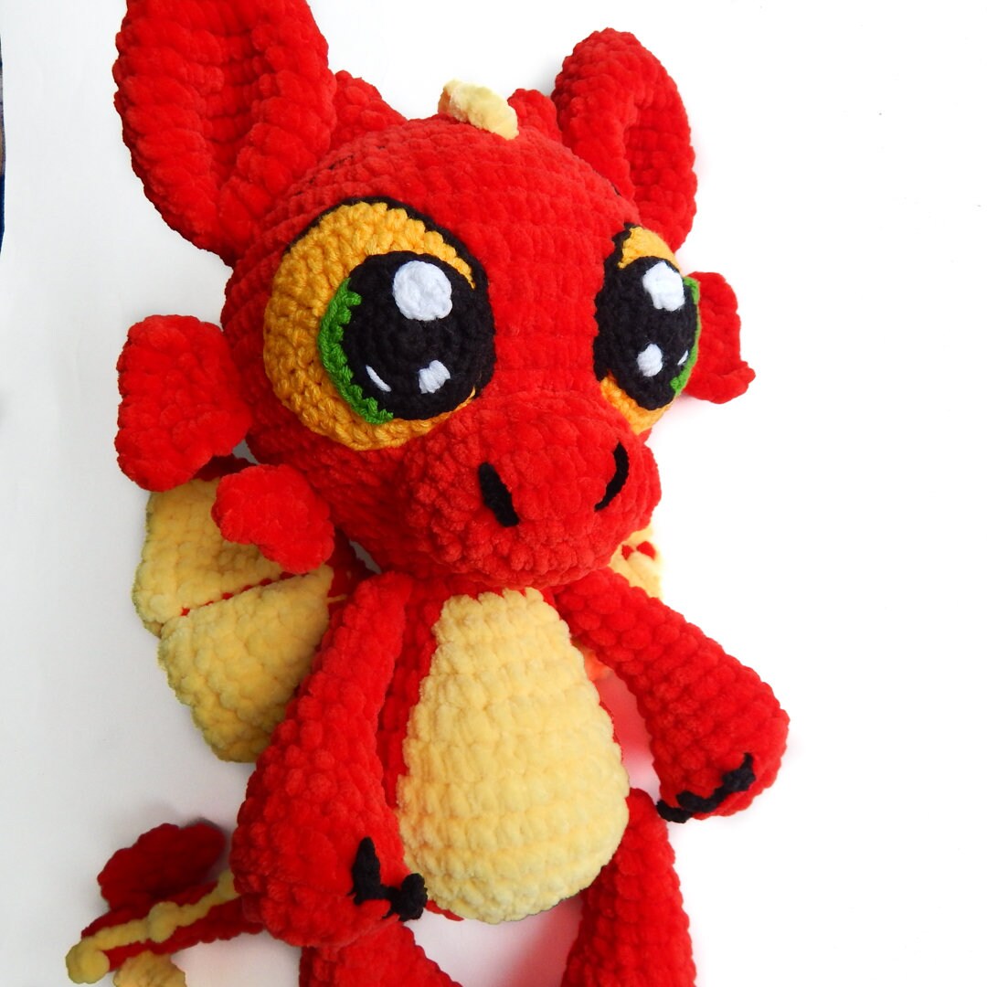 Stuffed dragon animal custom plush toy Red fantasy cute | Etsy