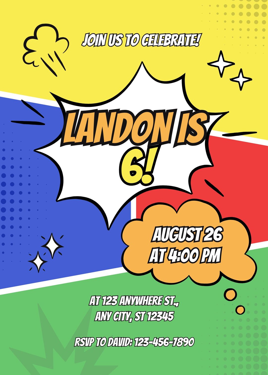 Superhero Comic Book Birthday Invitation - Etsy