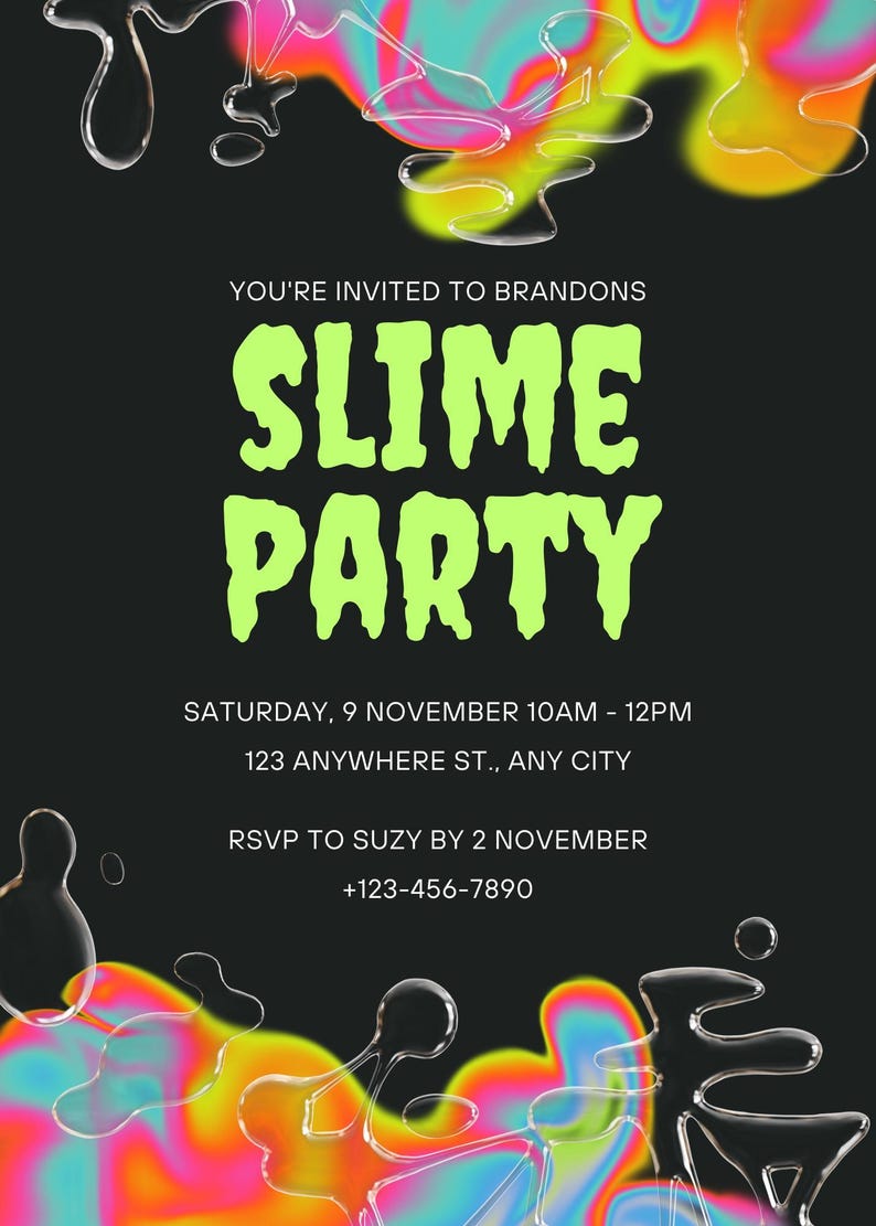 Slime Party Invitation - Etsy
