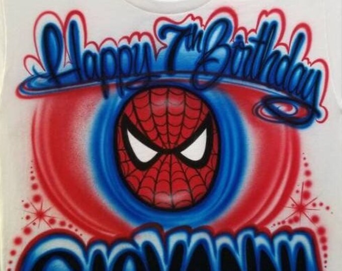 Personalized Custom Airbrushed Spider Birthday Shirt (size 2T - Adult ...