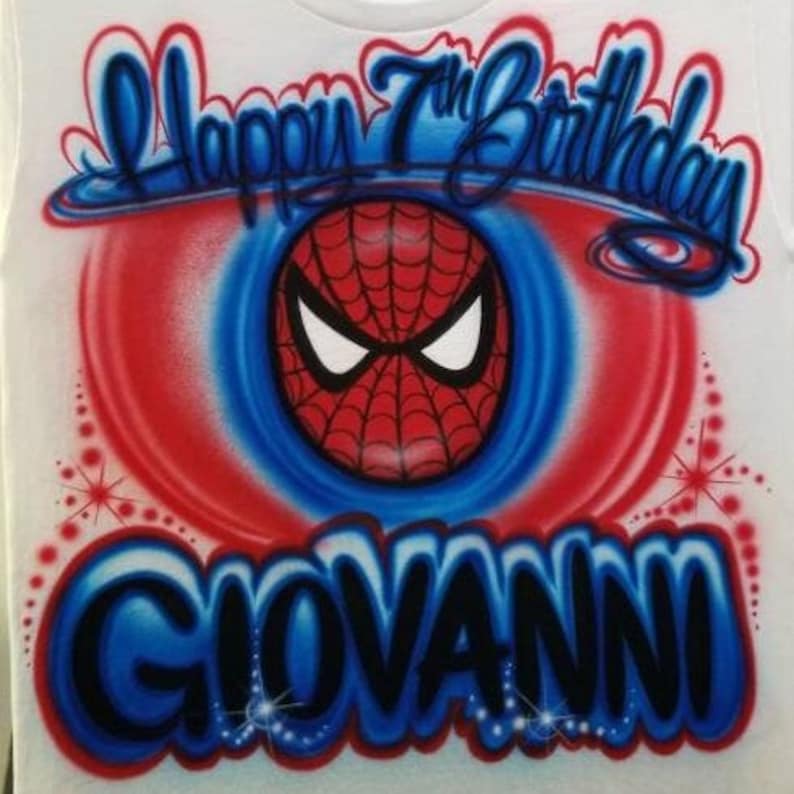Personalized Custom Airbrushed Spider Birthday Shirt (size 2T - Adult ...