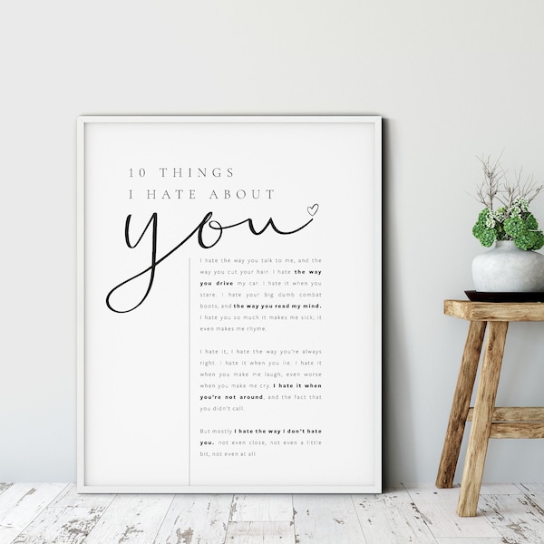 Ten Things I Hate About You Poster - Etsy