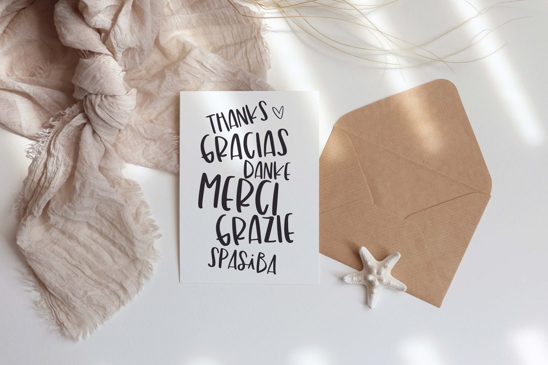 Thank You Card, Thank You Languages Card, Merci, Gracias, Danke, Grazie ... Thank You Card, Thank You Languages Card, Merci, Gracias, Danke, Grazie ...