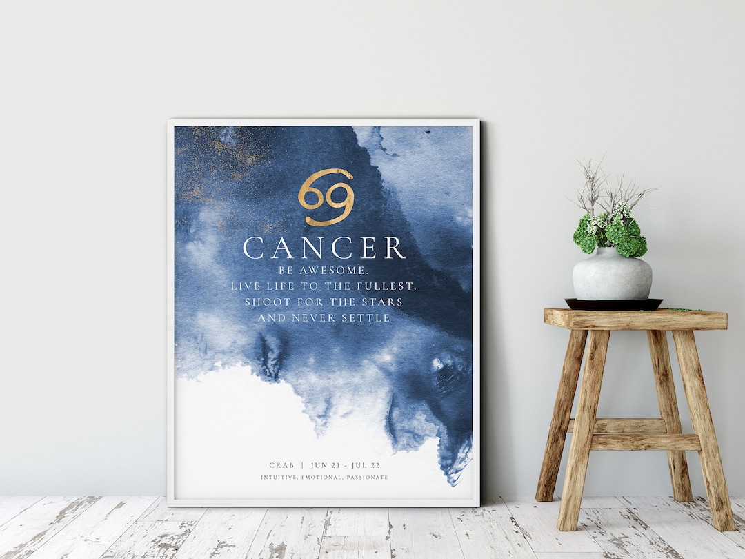 Cancer Zodiac Poster, Cancer Constellation Print, Personality Trait ...