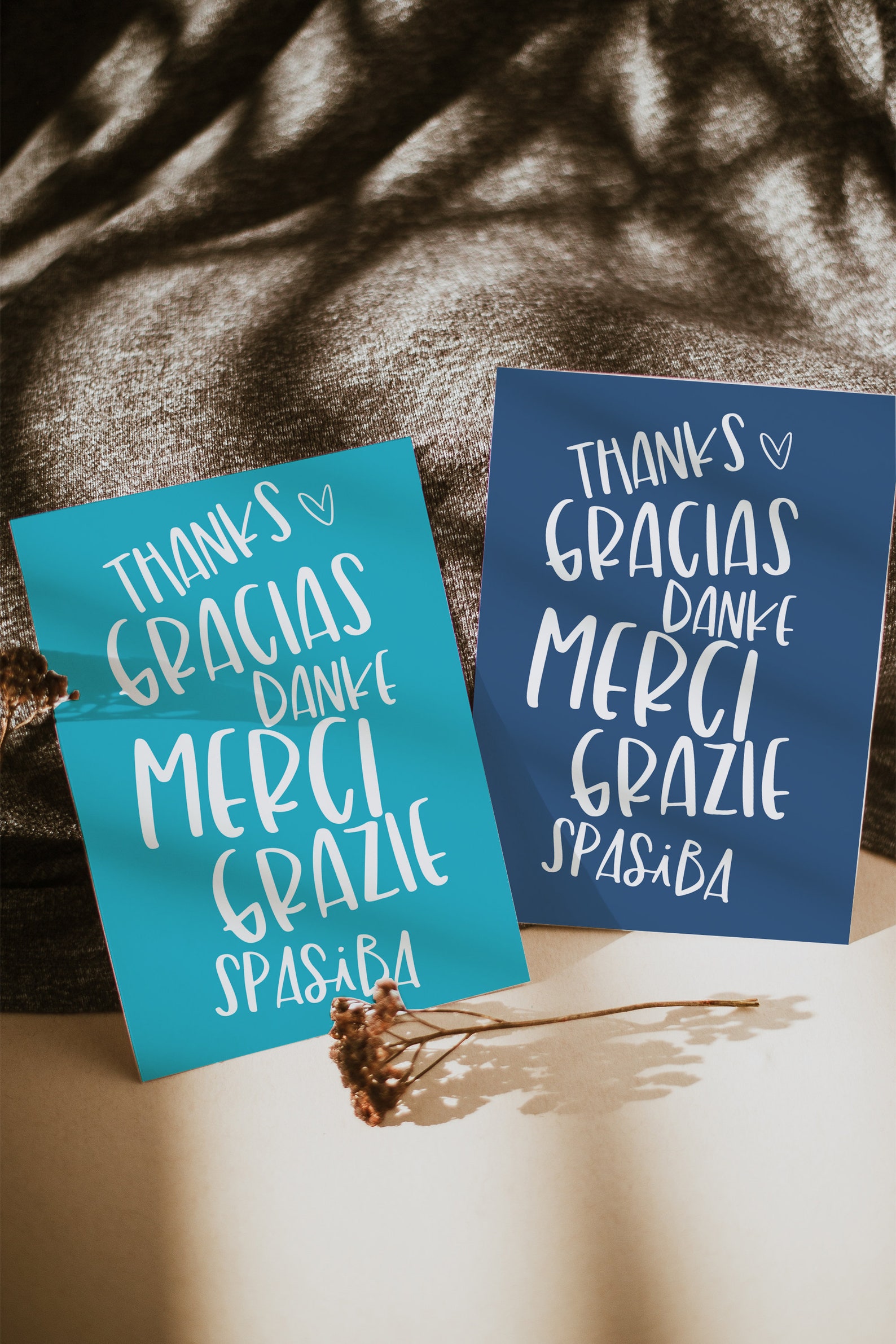 Thank You Card, Thank You Languages Card, Merci, Gracias, Danke, Grazie ...