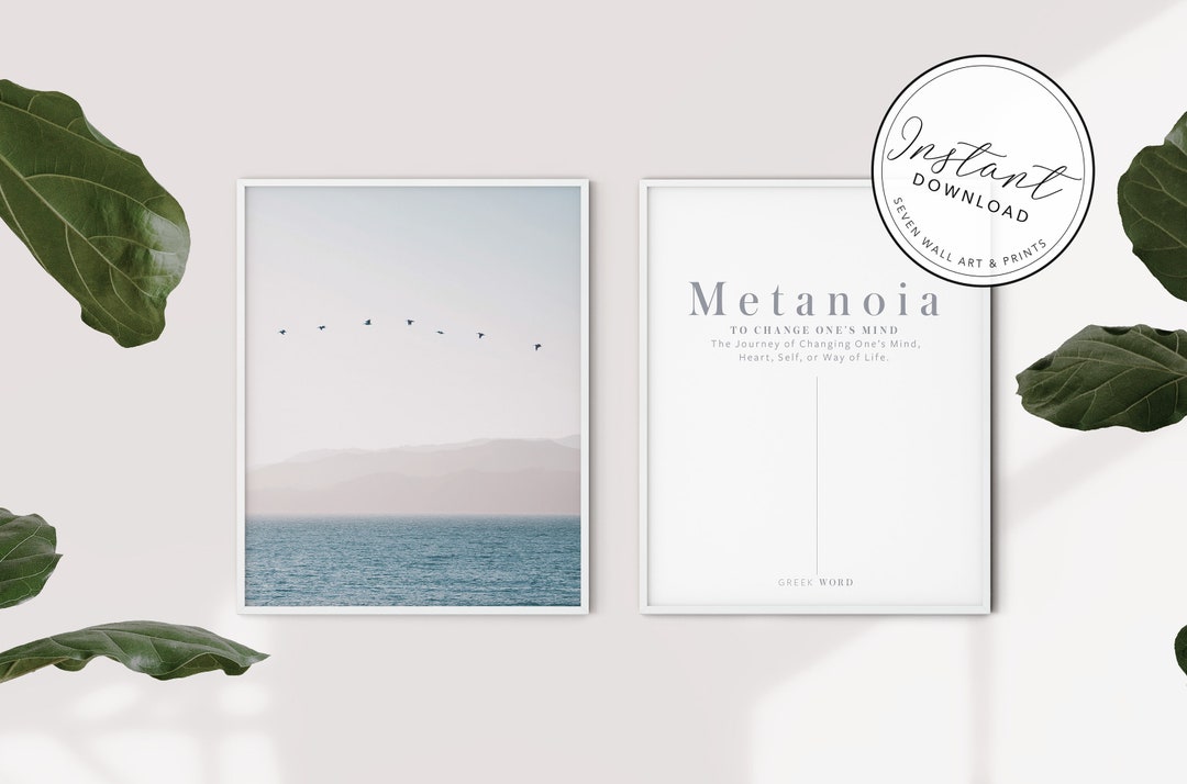 Metanoia Definition Print | Set of 2 Prints | Greek Inspirational Word ...