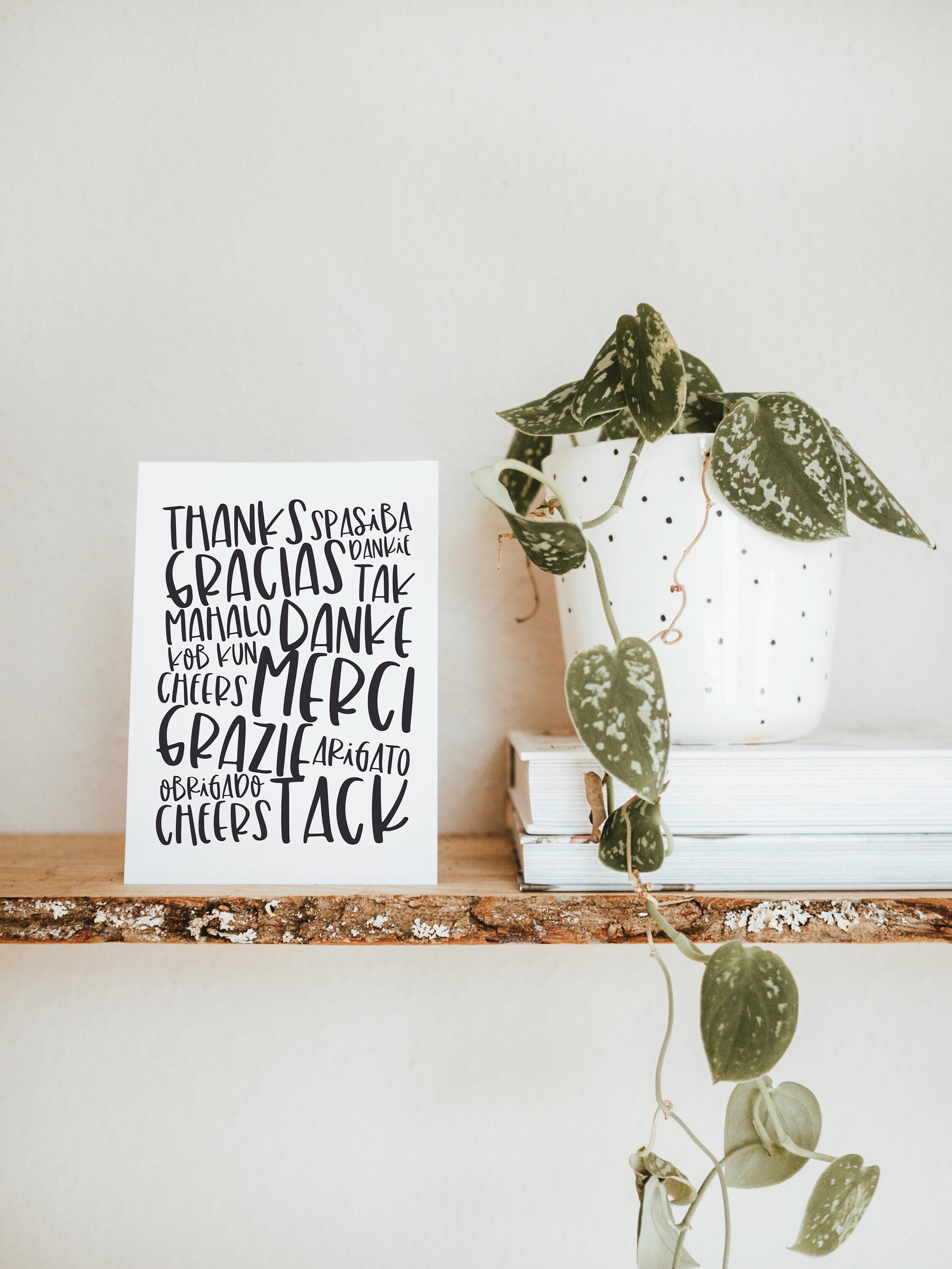 Thank You Card, Thank You Languages Card, Merci, Gracias, Danke, Grazie ...