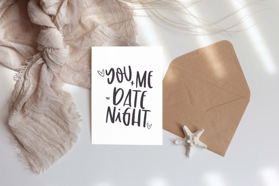 You Me and Date Night Anniversary Card Valentines Card | Etsy