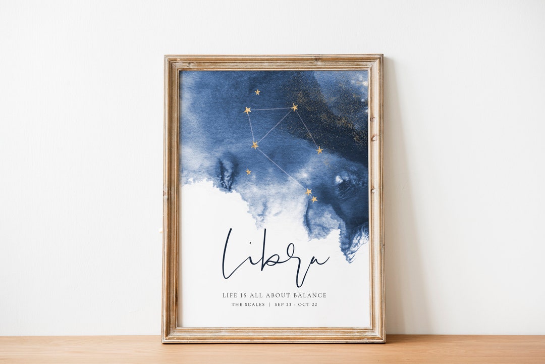 Libra Zodiac Poster, Libra Constellation Print, Personality Trait ...