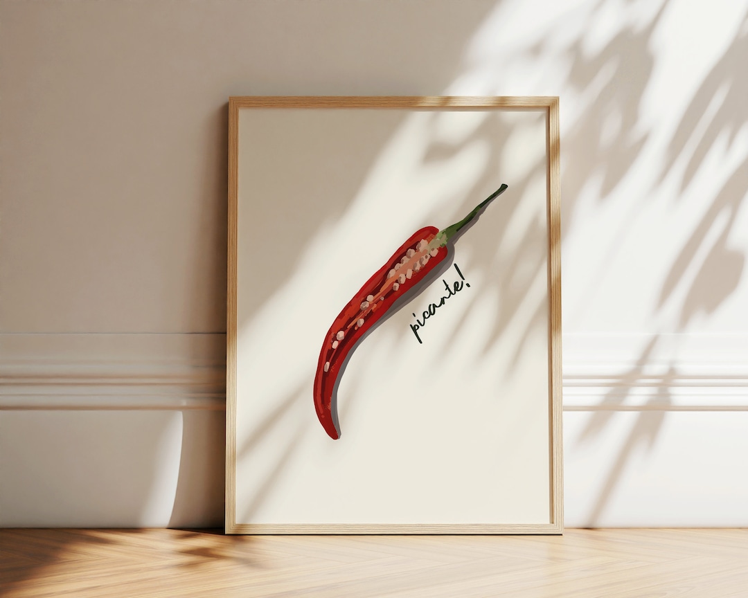 Chilli Pepper Poster, Spicy Kitchen Wall Art, Picante Spicy Print ...