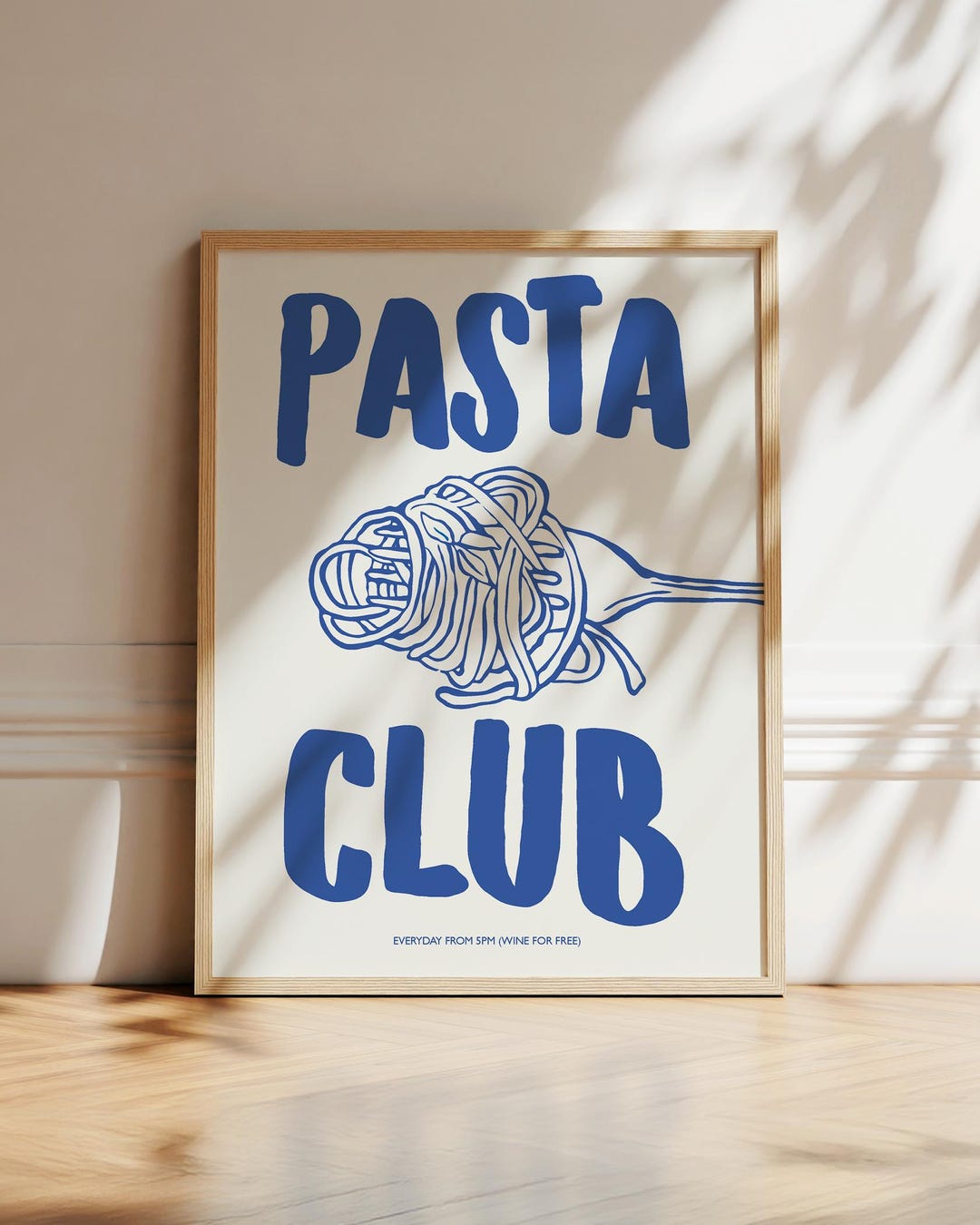 Pasta Club Poster, Spaghetti Print, Modern Dinning Room Art, Italian ...