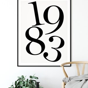 1983 Year Poster, Birthday Print Poster, Typography Wall Art, Birthday ...