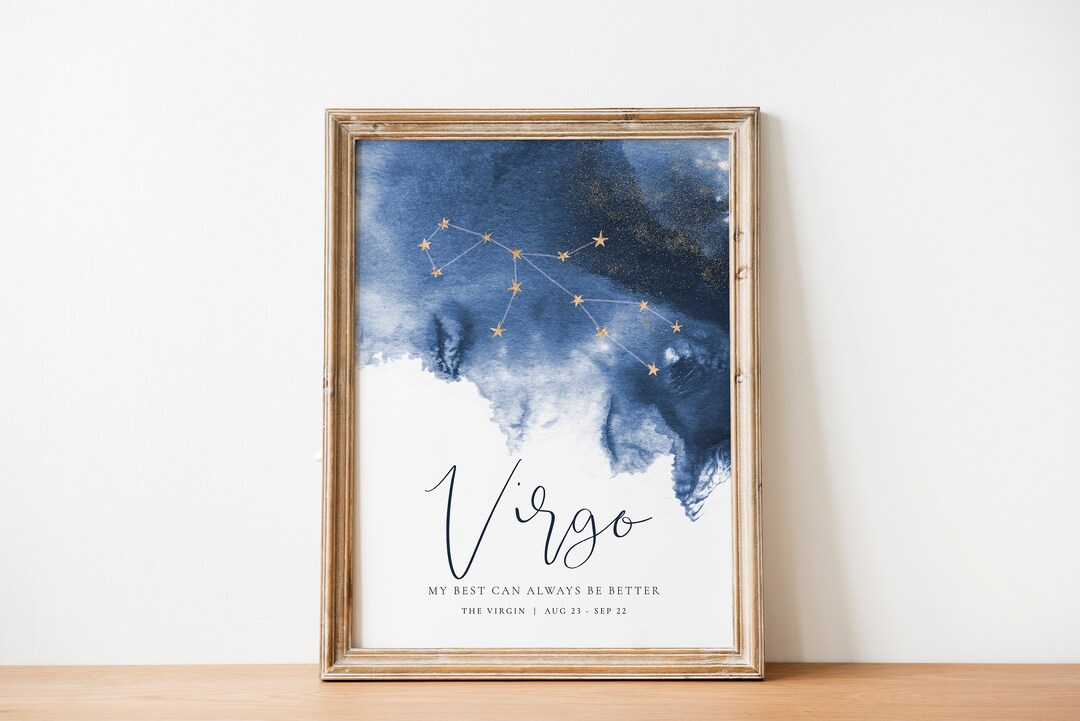 Virgo Zodiac Poster, Virgo Constellation, Personality Trait, Birthday ...