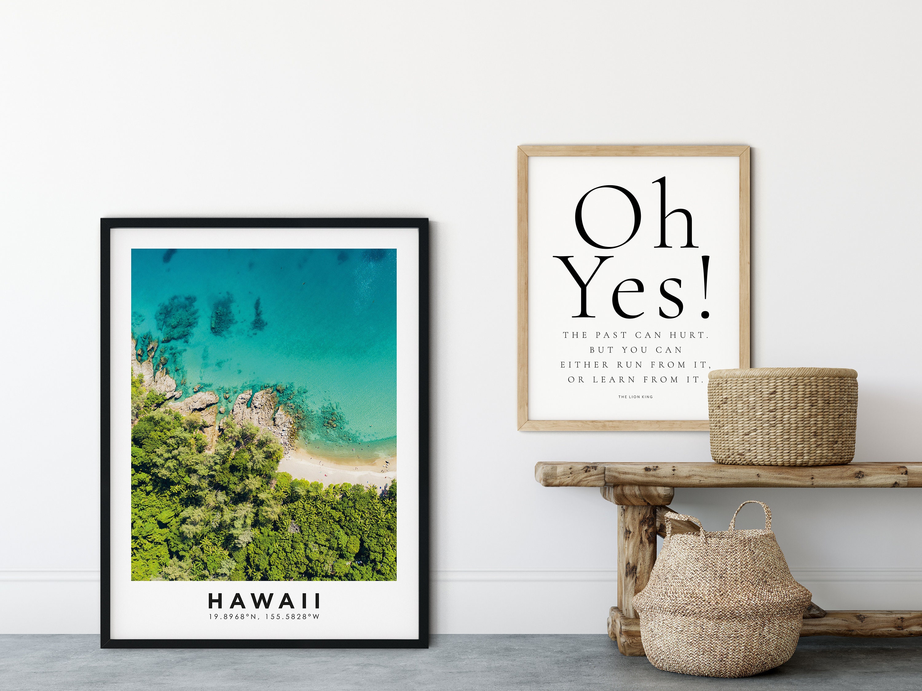 Hawaii Coordinates Print Hawaii Art Photography Hawaii Coast - Etsy España