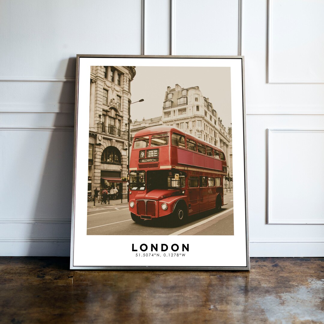London Bus Print, London Travel Poster, London Coordinates, London ...