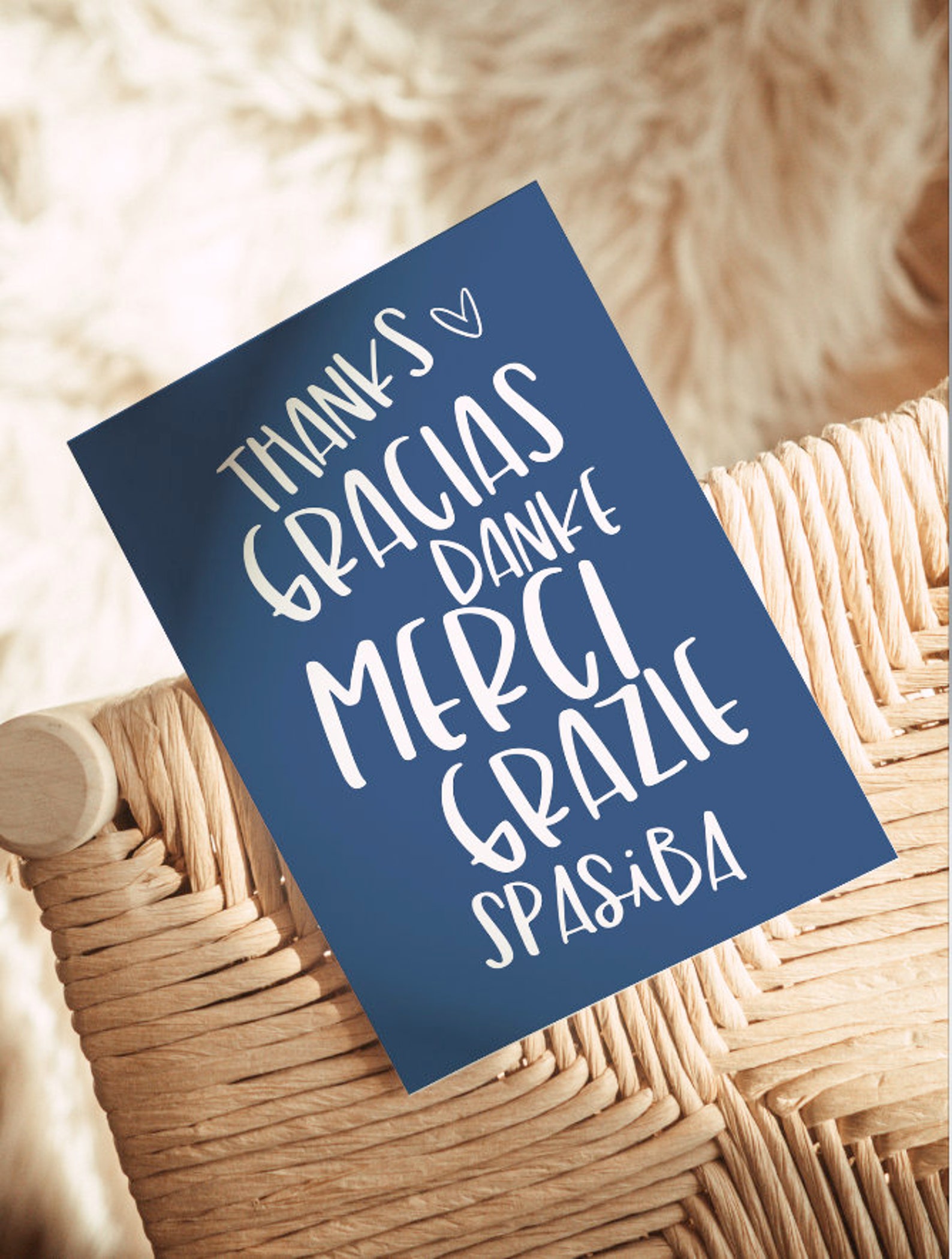 Thank You Card, Thank You Languages Card, Merci, Gracias, Danke, Grazie ...