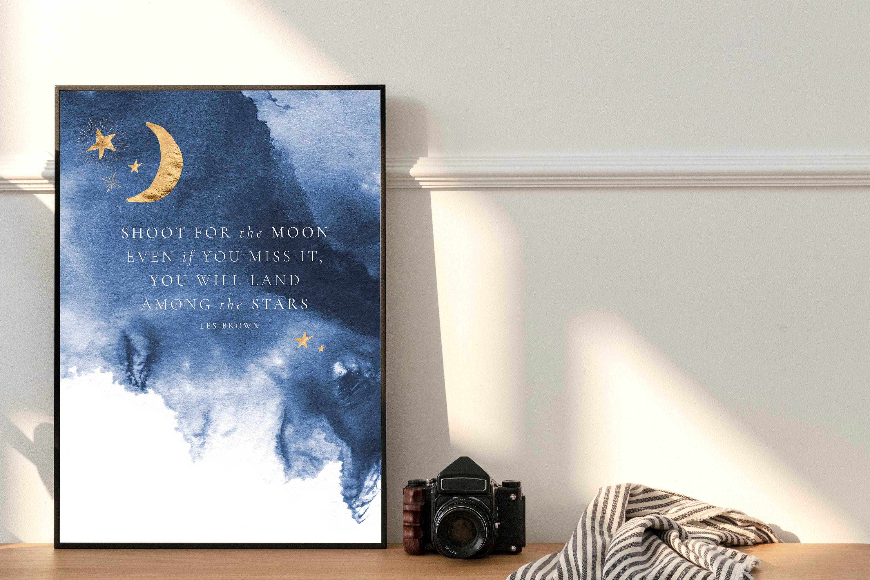 Les Brown, Shoot for the Moon Quote, Motivational Print, Inspirational ...