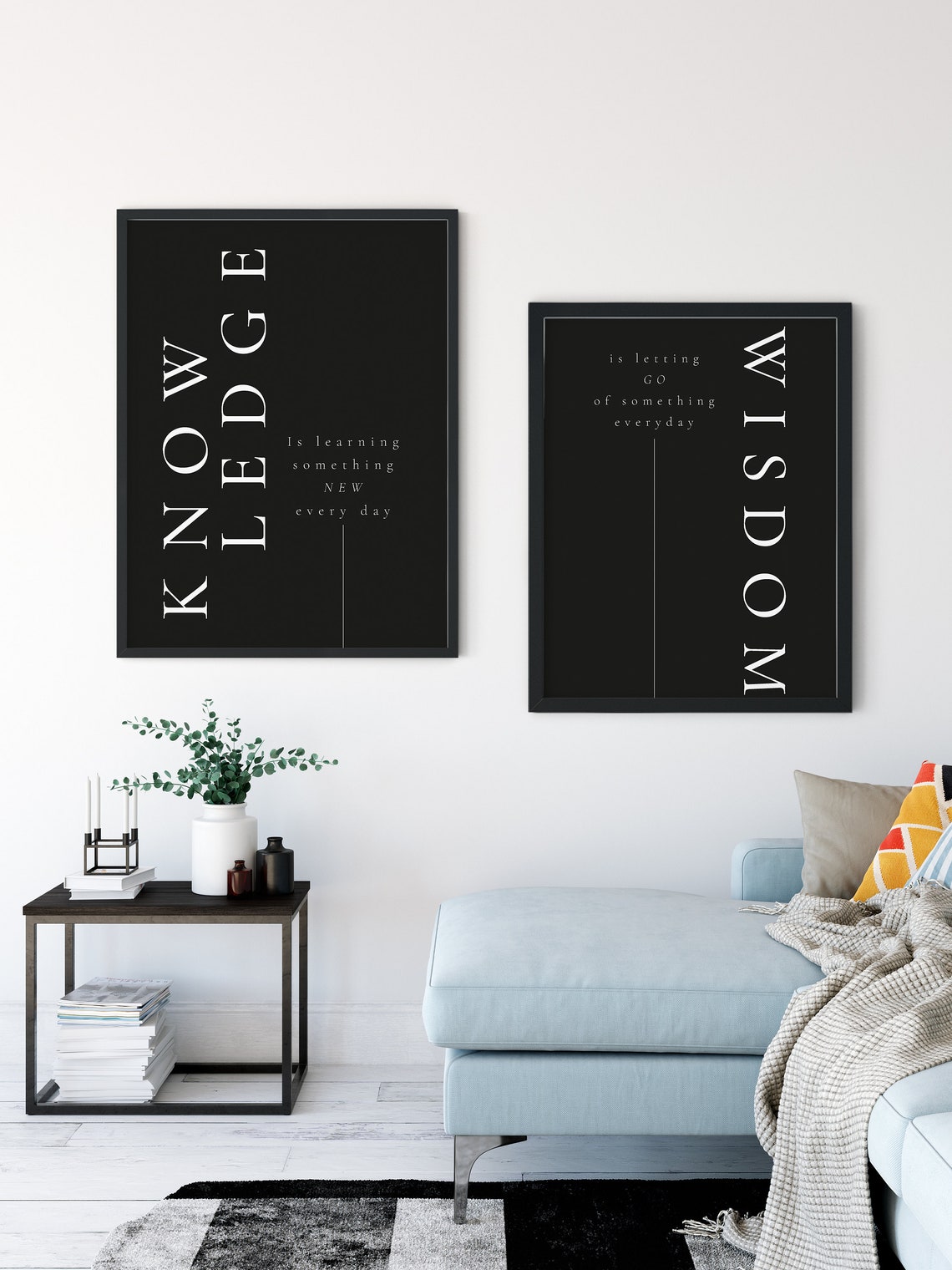 KNOWLEDGE & WISDOM Poster Set | Set of 2 Prints | Inspirational Quote ...