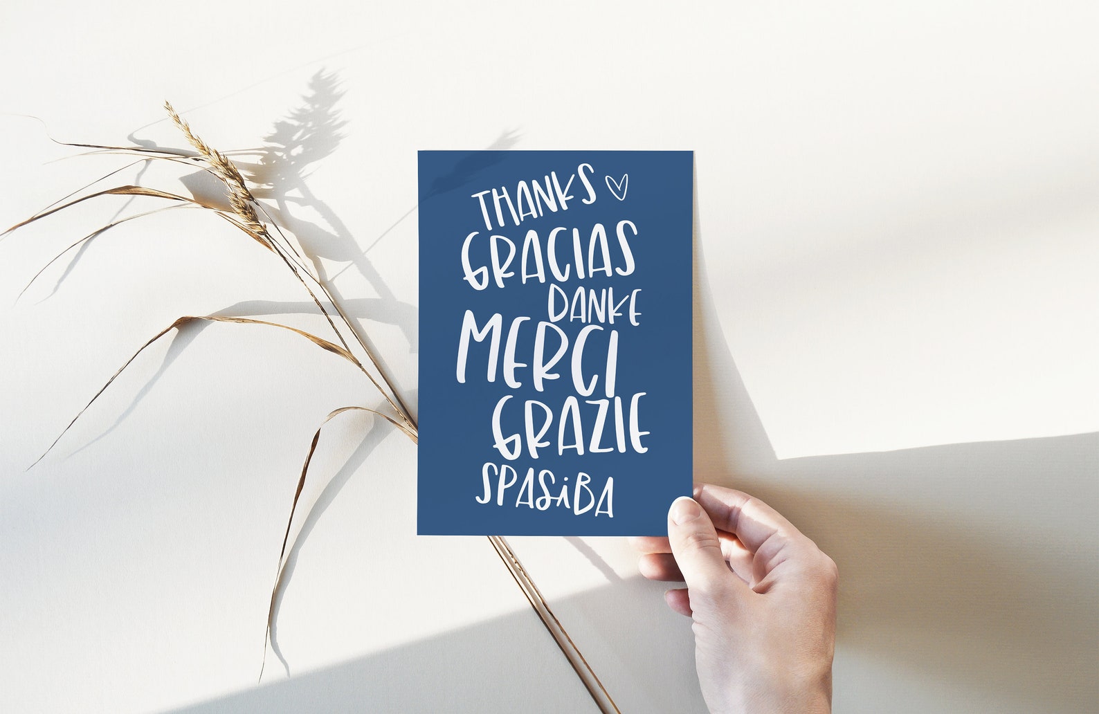Thank You Card, Thank You Languages Card, Merci, Gracias, Danke, Grazie ...